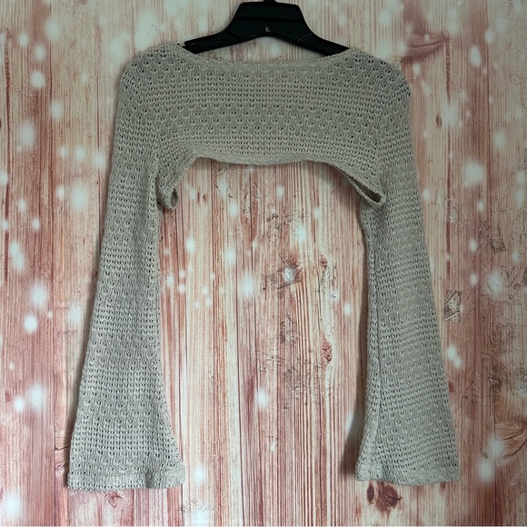 SHEIN | Tops | Shein Beige Crochet Bell Sleeve Shrug | Poshmark